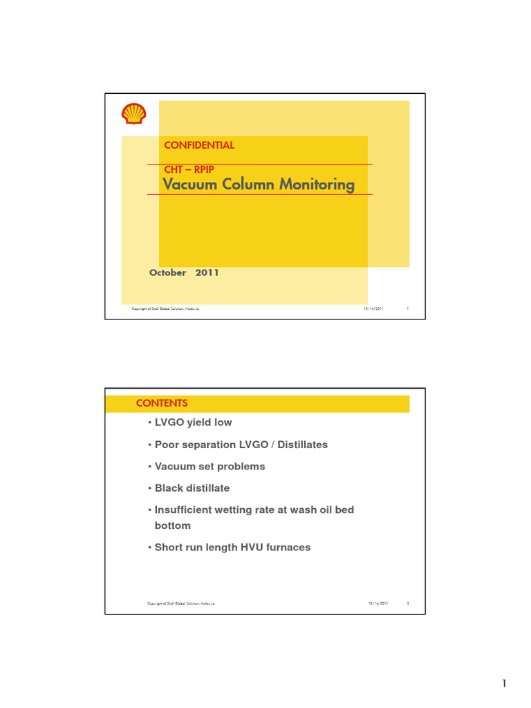 1.3 Best Practice - Vacuum column monitoring | PDF | Distillation | Vacuum