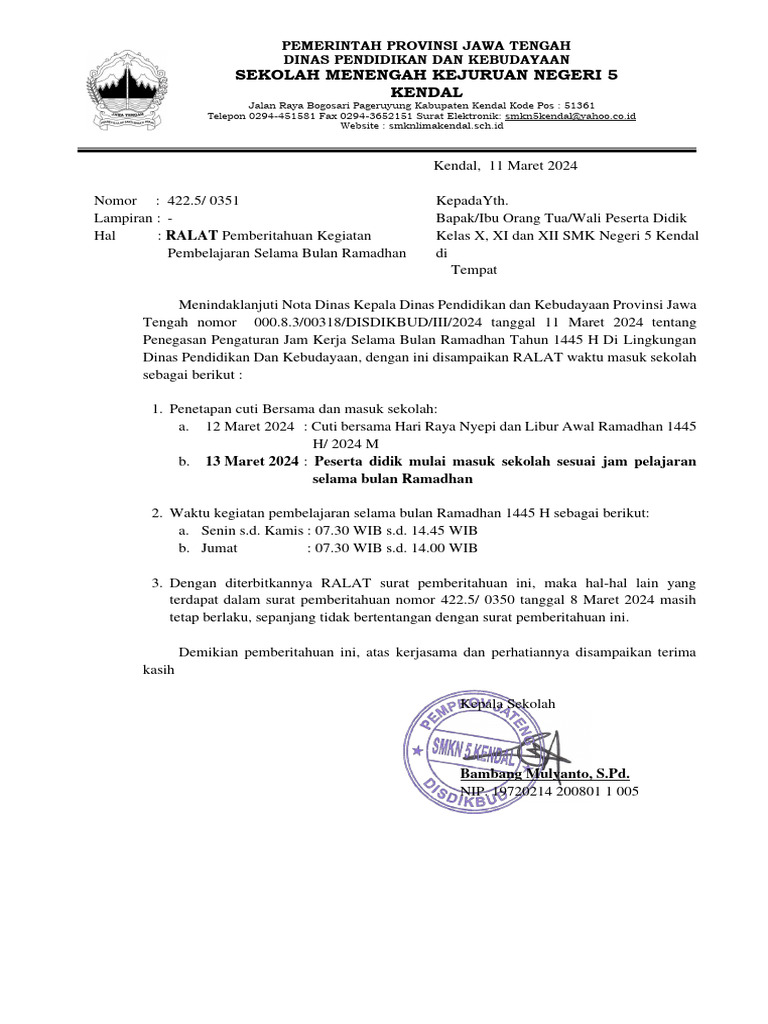 Ralat Surat Pemberitahuan | PDF