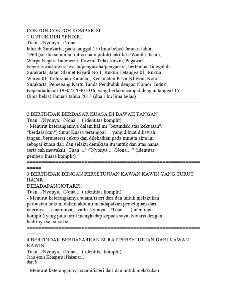 Contoh Contoh Komparisi | PDF
