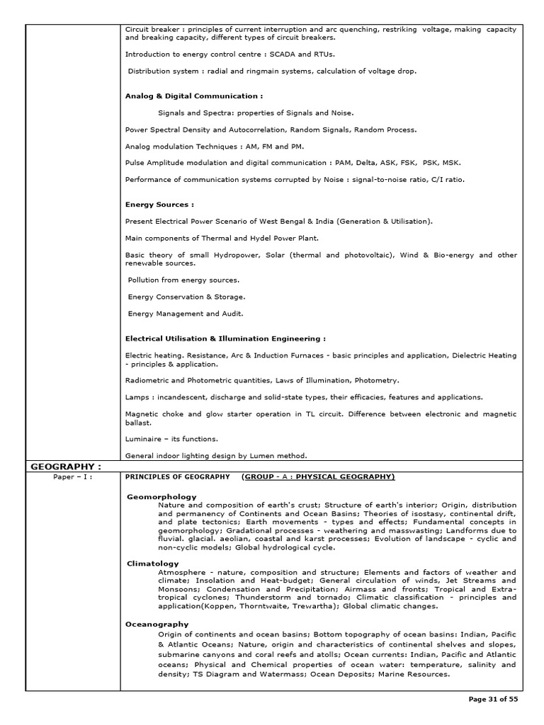 WBCS Syllabus For Geography | Download Free PDF | Oceans | Nature