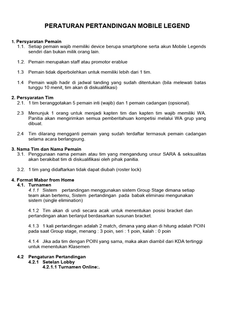 Aturan Turnamen Mobile Legends 2023 | PDF | Olahraga & Rekreasi | Game ...