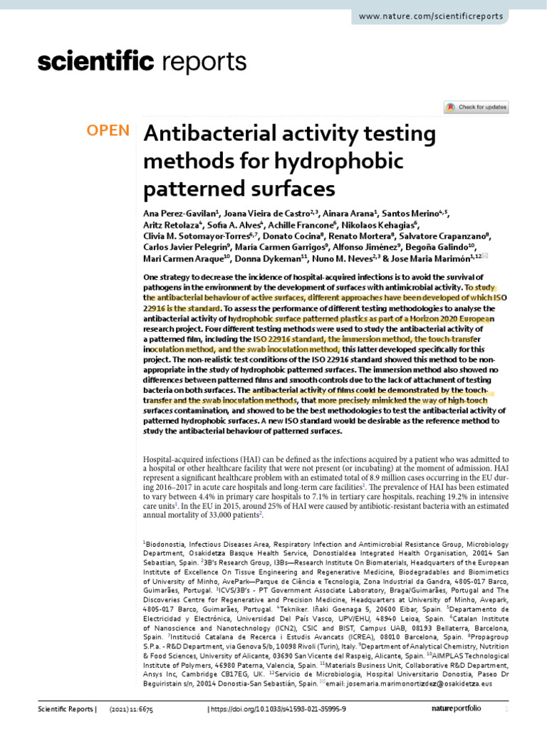 patterned surfaces | PDF | Colony Forming Unit | Bacteria