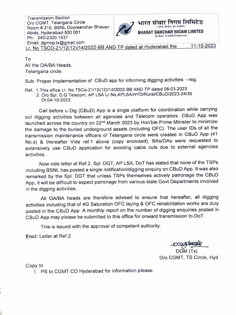 DoT Letter On CBuD - Merged | PDF | Telecommunications | Service Industries