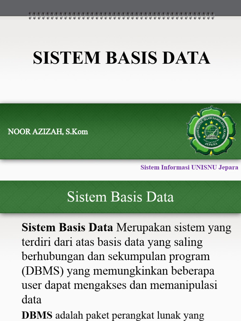 Komponen dan Tipe Sistem Basis Data | PDF