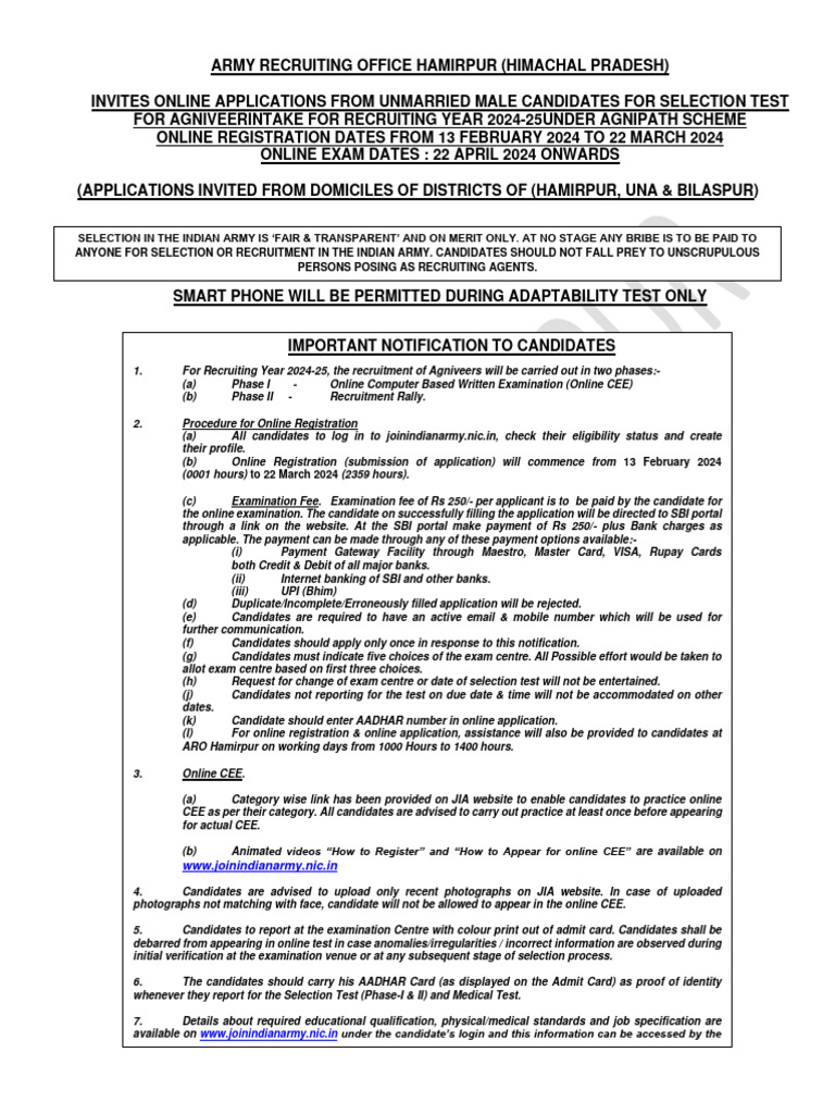 Notfn Aro Hamirpur RTG Yr 2024-25 | PDF | Affidavit