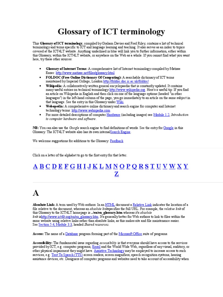 Glossary of ICT Terminology | PDF | Ajax (Programming) | World Wide Web