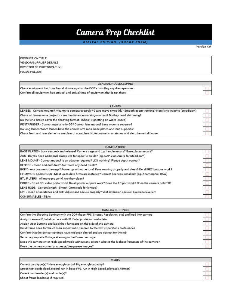 Prep Checklist TVC Digital | PDF | Camera Lens | Camera