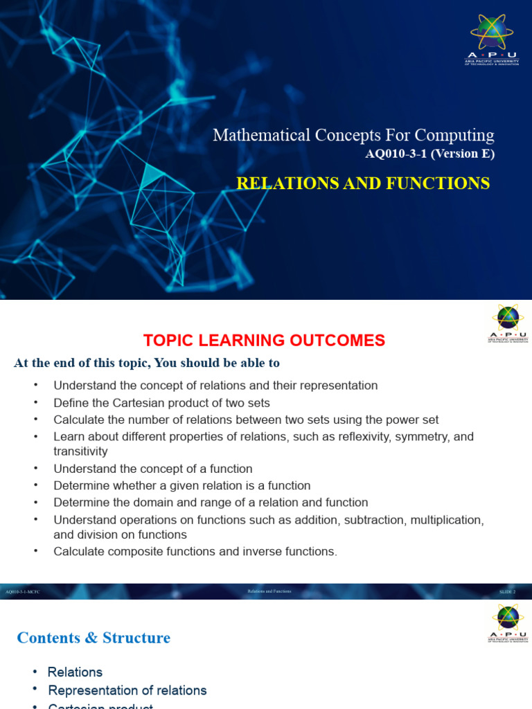 Relations and Functions | PDF | Function (Mathematics) | Set (Mathematics)