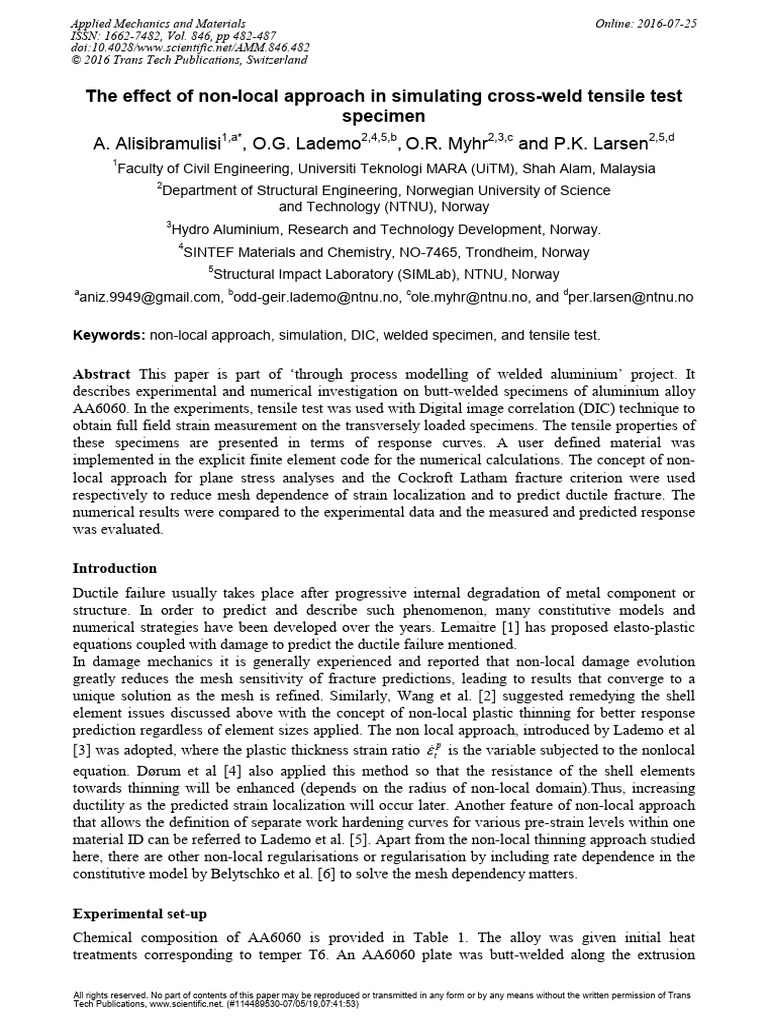 Non-Local Approach in Cross-Weld Tests | PDF | Deformation (Engineering ...