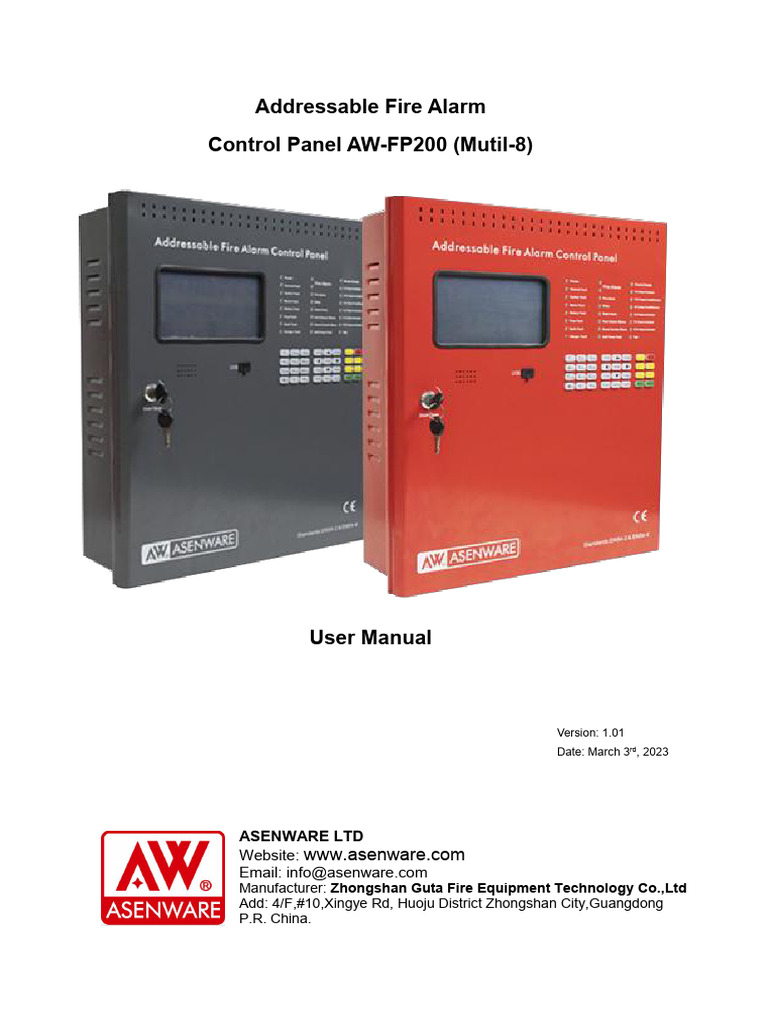AW-FP200 Addressable Fire Alarm Control Panel User Manual 20230809 ...
