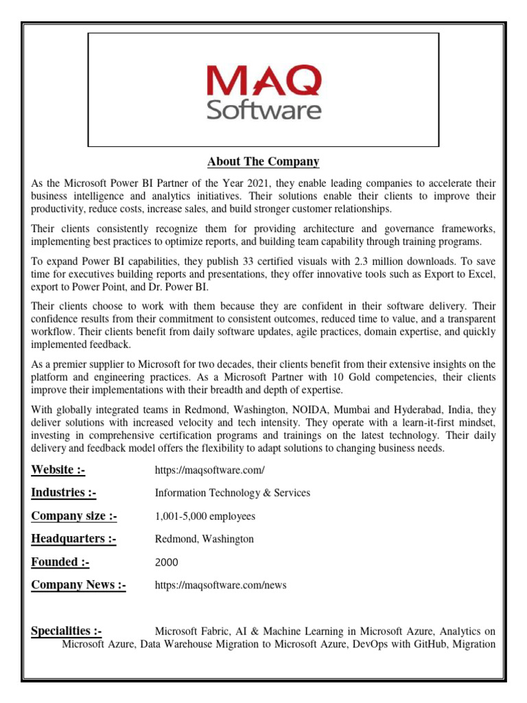 MAQ Software details all | PDF | Microsoft | Microsoft Azure