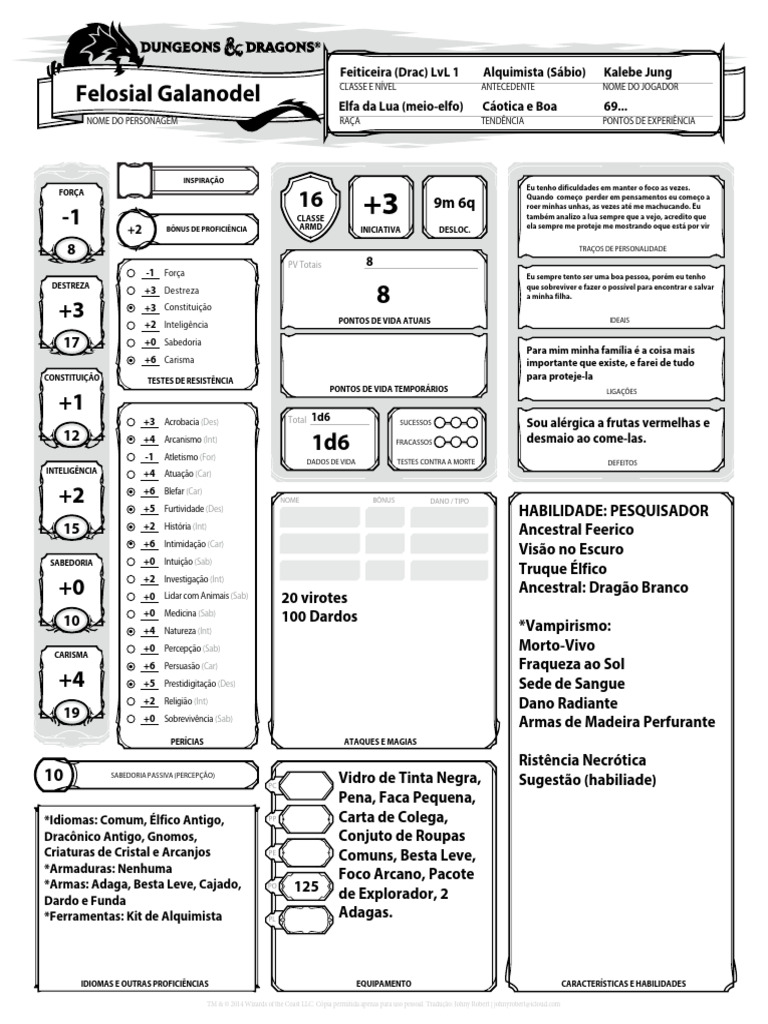 Personagem: Felosial Galanodel | PDF