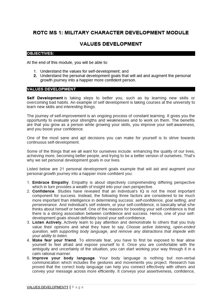 7 Values Development | PDF | Personal Development | Cognition