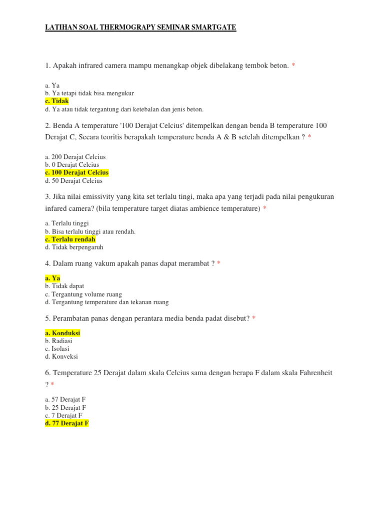 Latihan Soal Thermograpy Training | PDF | Sains & Matematika