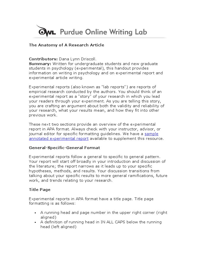 Anatomy of A Research Article | PDF | Note (Typography) | Abstract ...