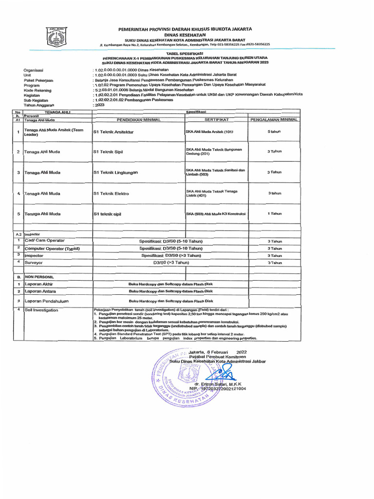 Tabel Spek Teknis | PDF