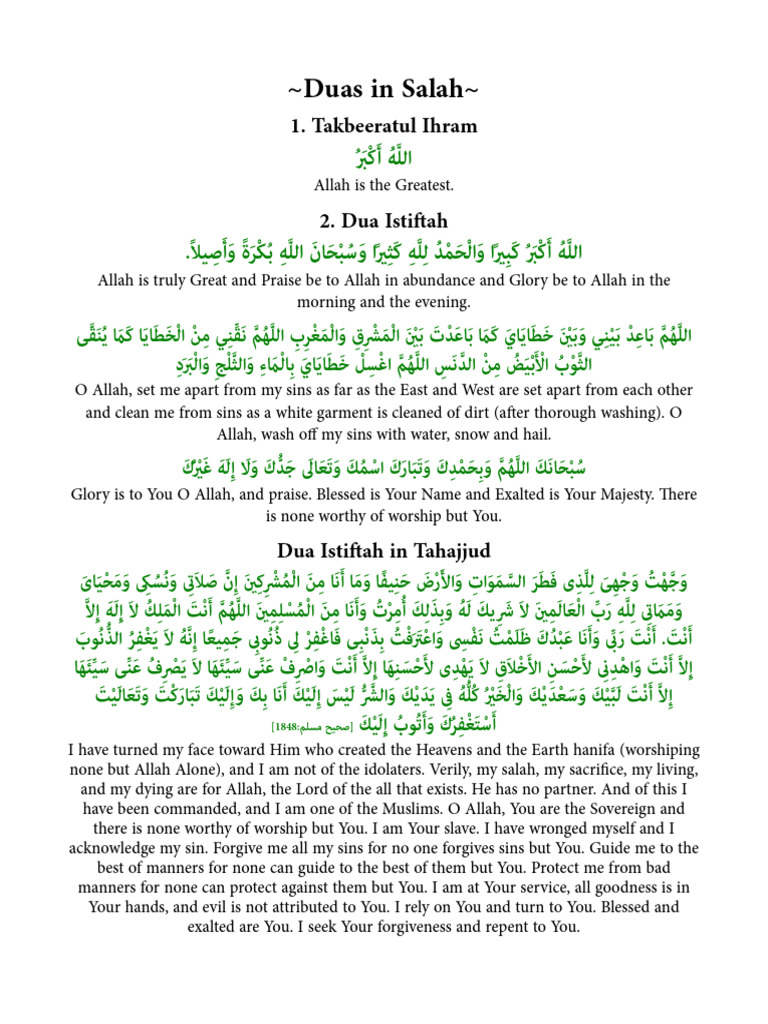 9. Prayers in Salah | PDF | God In Islam | Religious Belief And Doctrine
