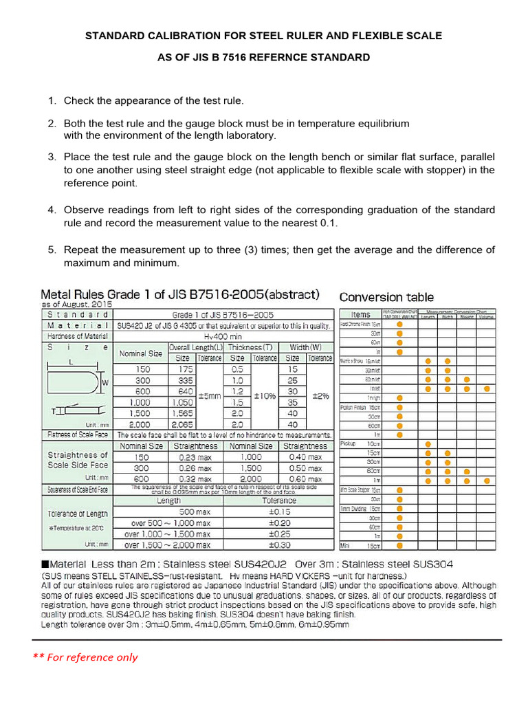 Standard Calibration For Steel Ruler and Flexible Scale | PDF ...