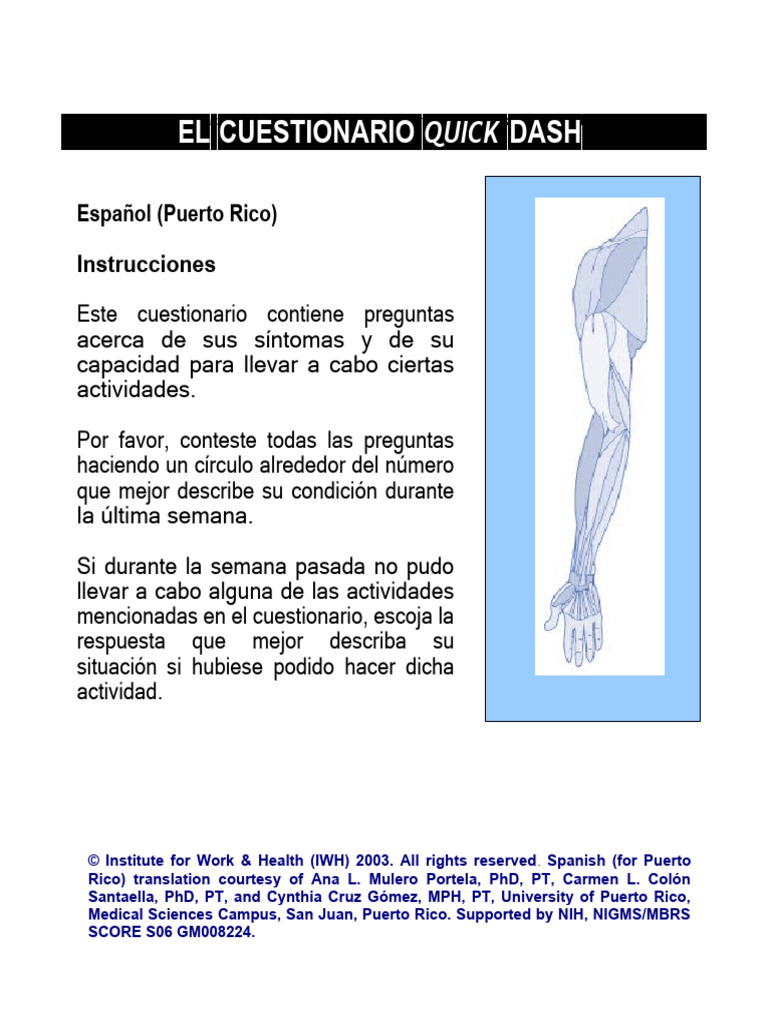 QuickDASH Spanish PuertoRico | PDF