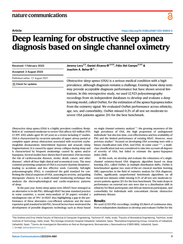 2023J DL OSA SpO2 | PDF | Sleep Apnea | Human Diseases And Disorders
