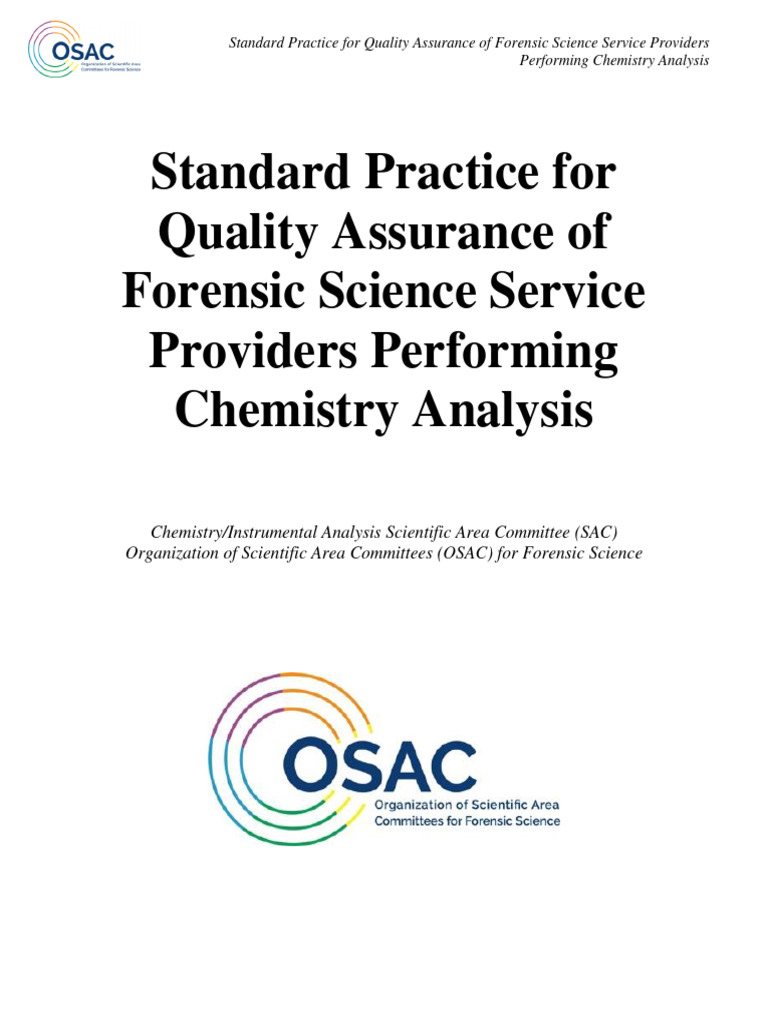 Forensic Chemistry QA Standards | PDF | Verification And Validation ...