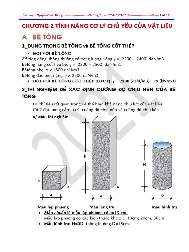 A - B E Â T O Â N G: C H Ư Ơ N G 2 T Í N H N Ă N G C Ơ L Ý C H Ủ Y Ế U C Ủ A V Ậ T L I A - B E Â ...
