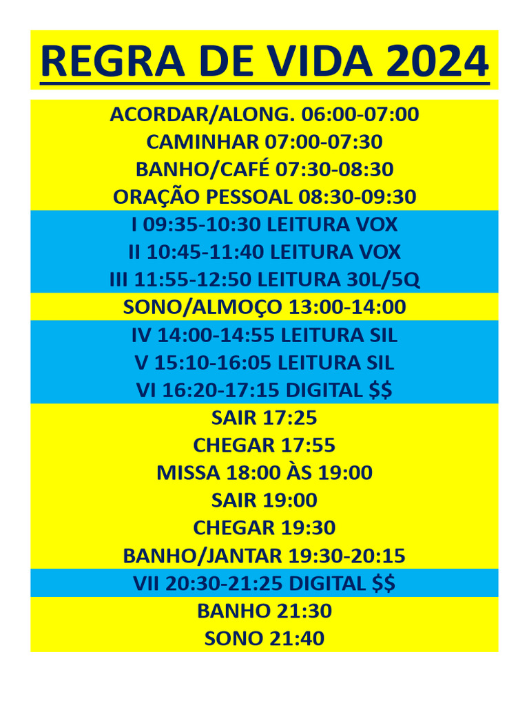 Regra de Vida 2024 - Ideal | PDF