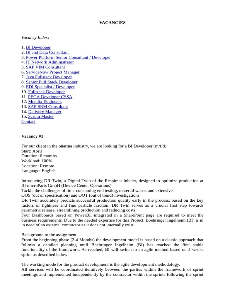 Vacancies 02 2024 | PDF | Scrum (Software Development) | Information Technology Management