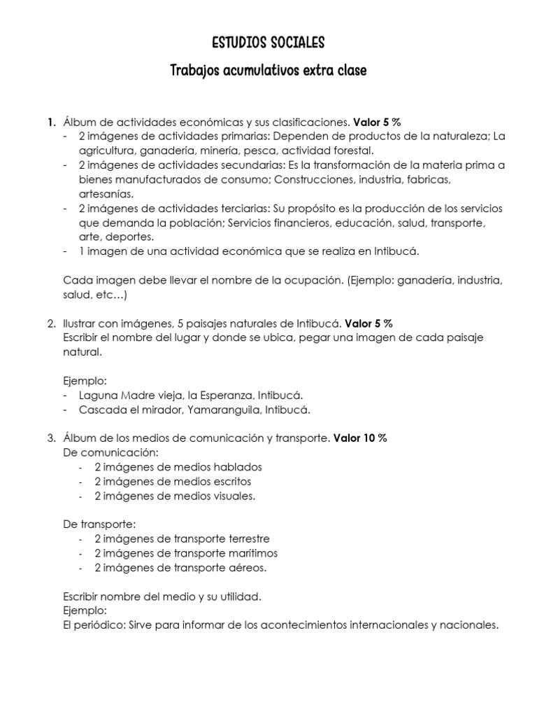 ESTUDIOS SOCIALES Trabajos Extra Clase | PDF