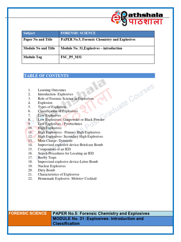Forensic Chemistry: Explosives Overview | PDF | Improvised Explosive ...
