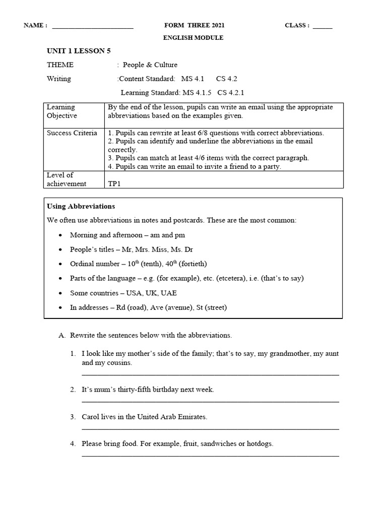 Unit 1-Lesson 5-Writing | PDF | Language Arts & Discipline