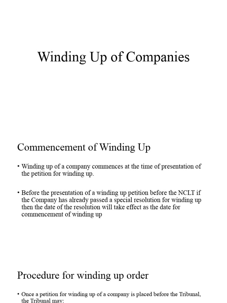 Winding Up of Companies | PDF | Liquidation | Insolvency