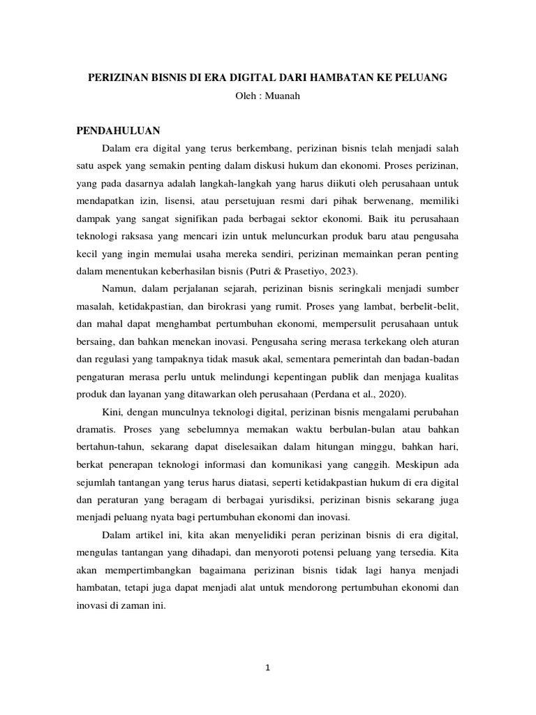 Muanah - Essai Hukum Perizinan | PDF | Pengelolaan Keuangan & Uang