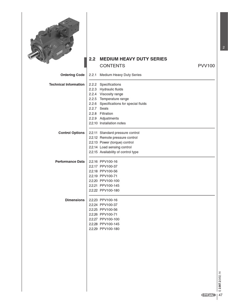 Axial Piston Pump (PPV100) - Hydac | PDF | Pump | Viscosity