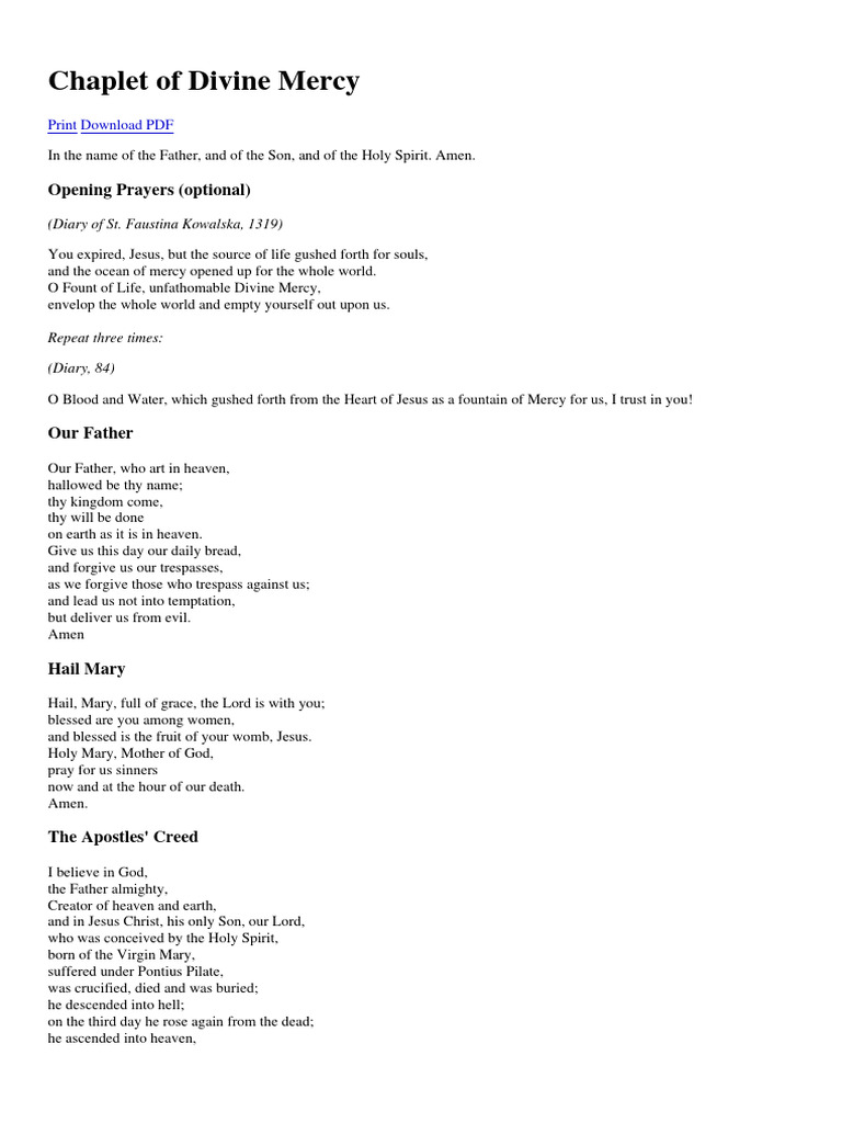 Usccb Prayer Chaplet of Divine Mercy | PDF | Mercy | Lord's Prayer Usccb Prayer Chaplet of Divine Mercy | PDF | Mercy | Lord's Prayer