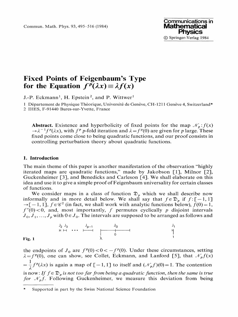 Fixed Points of Feigenbaum's Type For The Equation F: Communications in Physics | PDF | Function ...