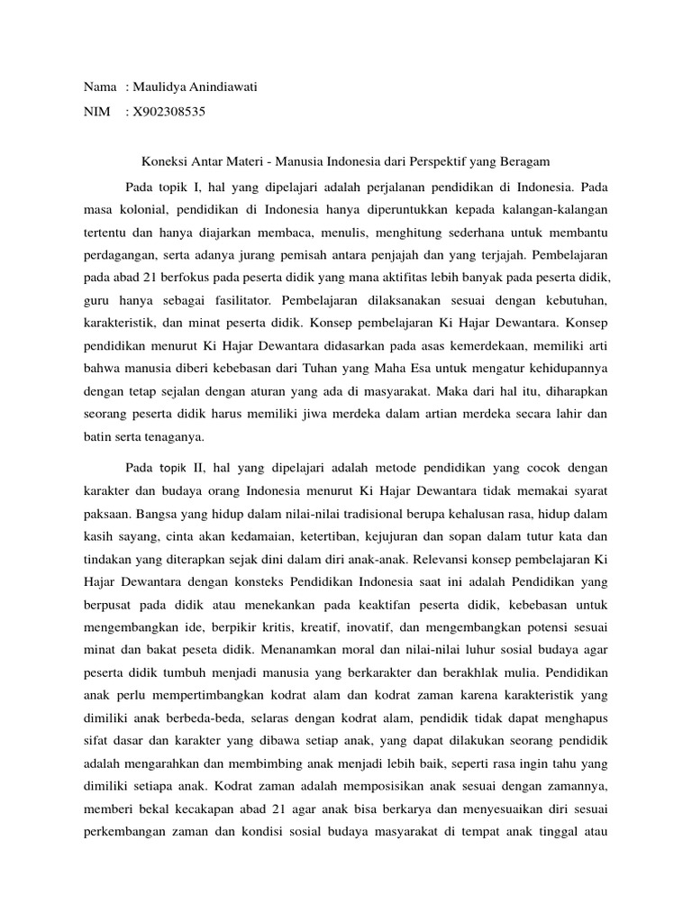 Filosofi - Koneksi - Topik 3 - Maulidya | PDF