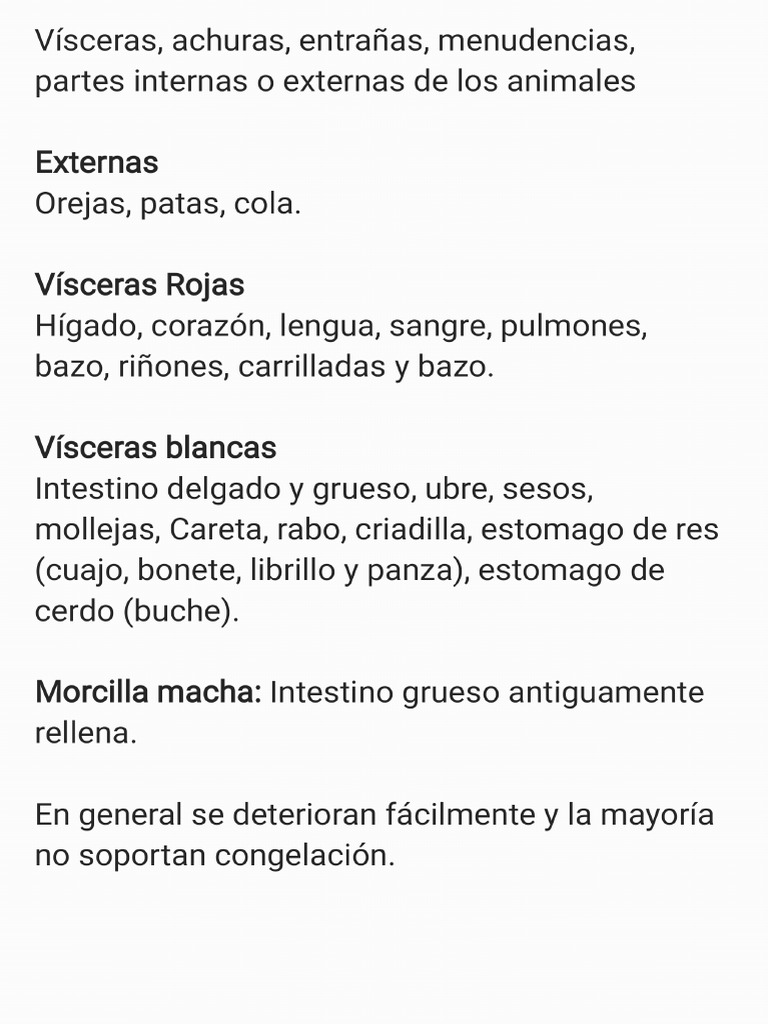Clase 6 Vísceras y Despojos | PDF