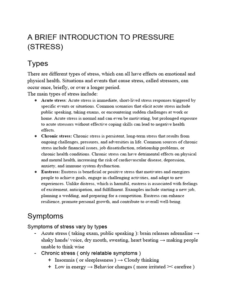 Pressure | PDF | Stress (Biology) | Clinical Medicine
