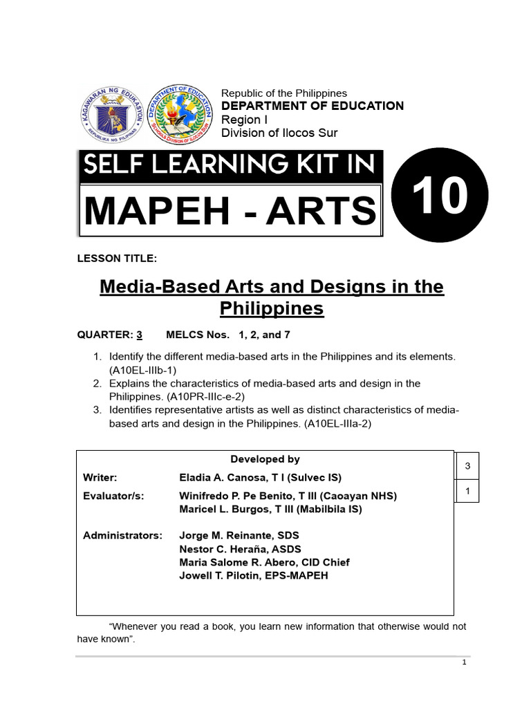 SLK 1 Arts 3RD Quarter | PDF | Image