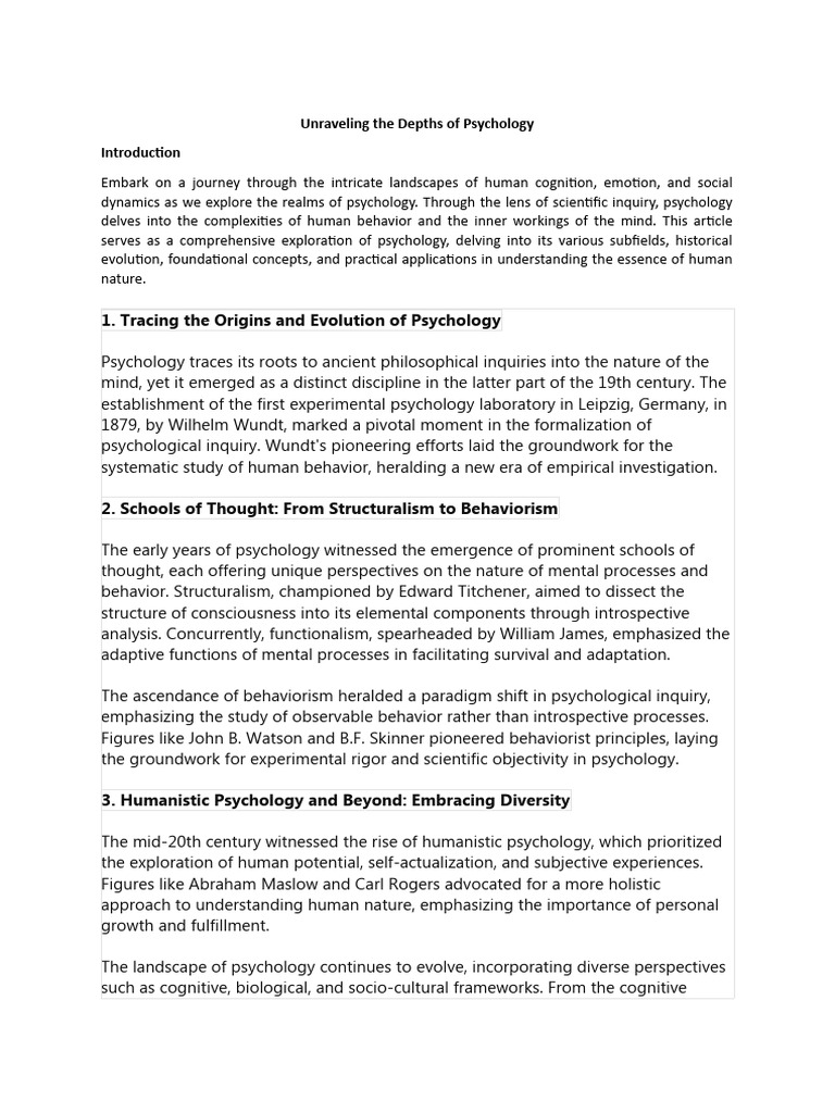 Tracing The Origins and Evolution of Psychology | Download Free PDF ...