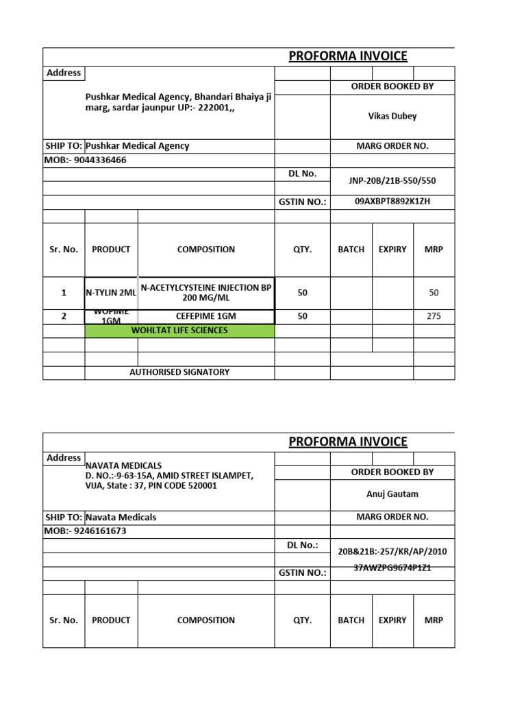 Proforma Invoice | PDF | Antibiotics
