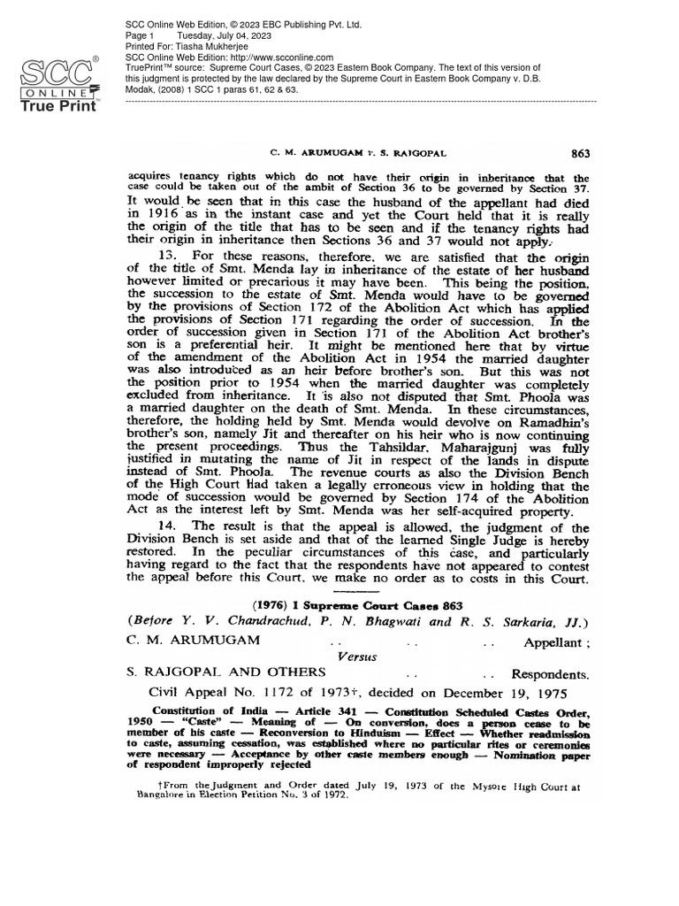 C.M. Arumugam v. S. Rajagopal | PDF | Supreme Court Of The United ...