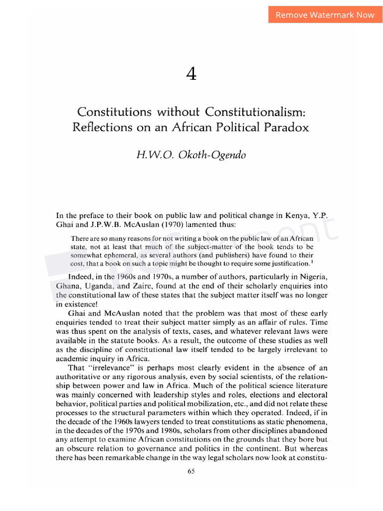 Okoth Ogendo | PDF | Constitution | Sovereignty
