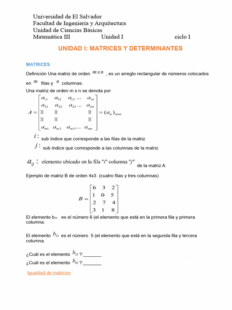 Matrices Parte 1-2024 | Descargar gratis PDF | Matriz (Matemáticas ...