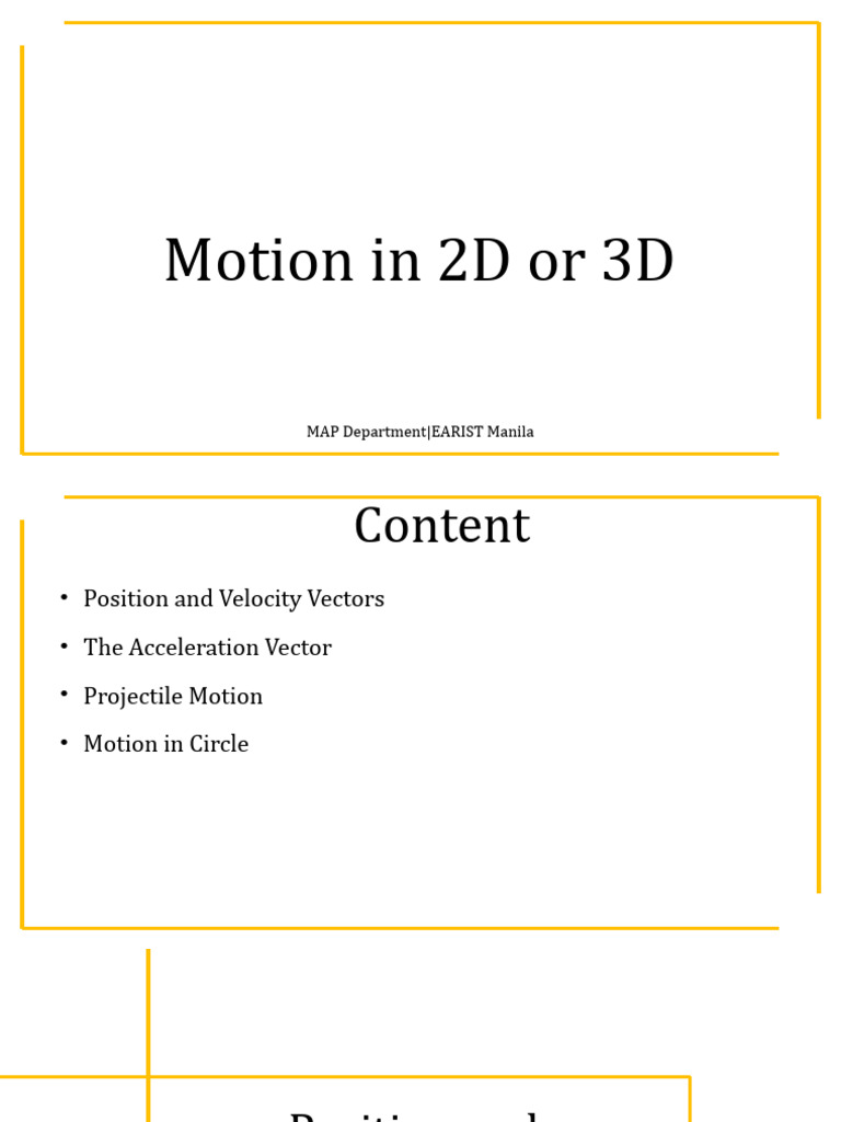 3 Motion in 2D and 3djsnny | PDF | Velocity | Acceleration