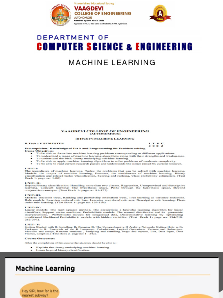 ML Unit 1 | PDF | Machine Learning | Statistical Classification