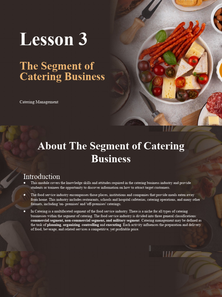 Catering Management and Business Segments | PDF | Marketing | Restaurants