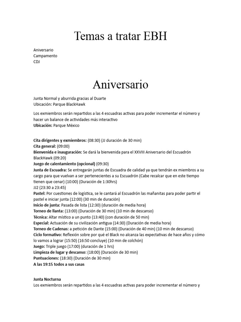 Temas A Tratar EBH | PDF