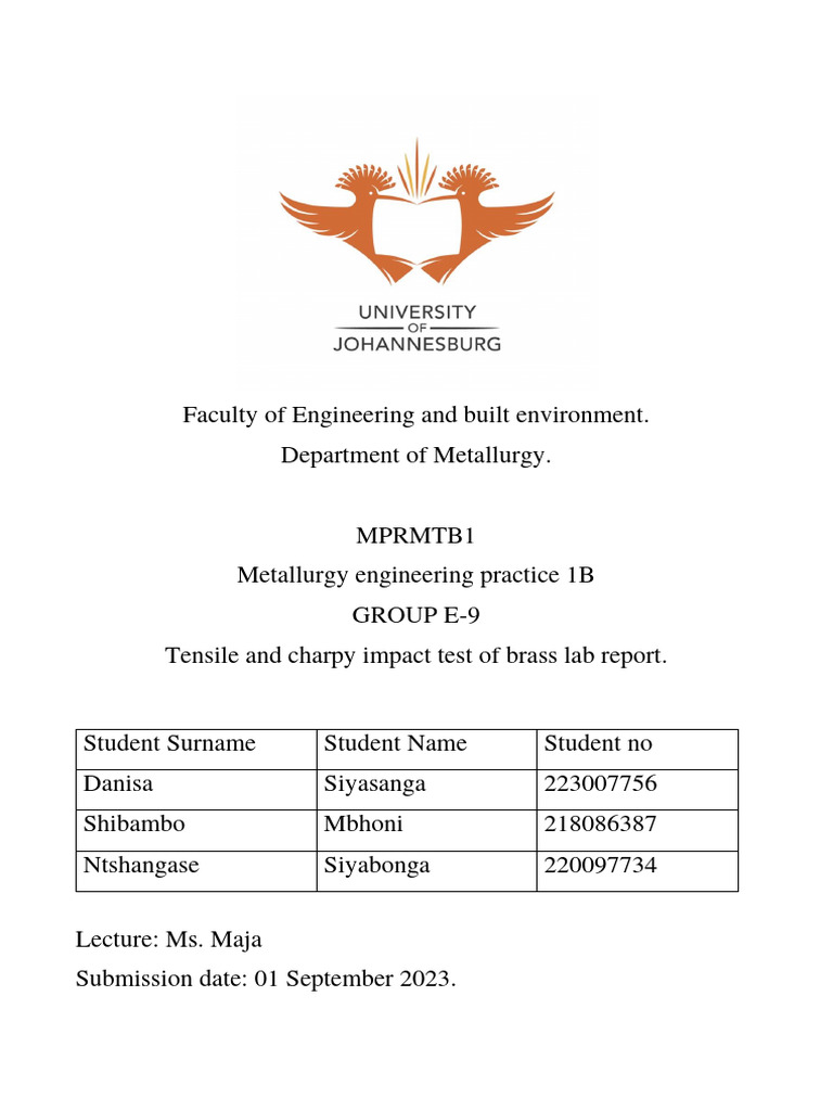 Draft Mechanical Metallurgy Lab Report | PDF | Deformation (Engineering ...